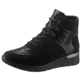Waldl&auml;ufer WALDL&Auml;UFER Damen Schn&uuml;rboots "K-RAMONA-Soft", Gr. 3,5, schwarz, Lackleder, Nubukleder, Textil, Schuhe, mit Orthotritt-Ausstattung und K-Weite