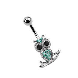 Adelia&acute;s ADELIA ́S Damen Bauchnabelpiercing "Piercing Piercing Bauchnabelpiercing", silber, Chirurgiestahl, Piercings, Banane 316l Stahl, Eule auf einem Zweig