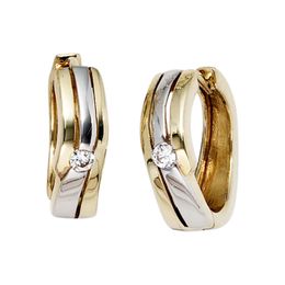 Jobo Damen Paar Creolen, 15,6mm, Gelbgold 333, gold, Gelbgold 333, Ohrringe, 333 Gold bicolor mit Zirkonia