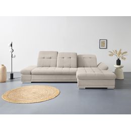 Ecksofa COTTA, B:302cm H:86cm T:190cm, beige, 100% Polyester, Wohnzimmer, Sofas, "Holiday L-Form mit Sitztiefen-, Armteil- und Kopfteilverstellung",
