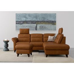 Sit & More Ecksofa SIT & MORE, B:253cm H:87cm T:212cm, braun, 100% Polyester, Wohnzimmer, Sofas, "Mellum L-Form", Federkern, wahlweise mit Bettfunktion,