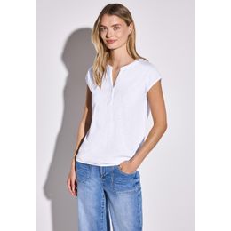 Street One Damen T-Shirt, wei&szlig;, Gr. 46, unifarben, Web, 100% Baumwolle, Shirts, aus reiner Baumwolle