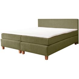 Boxspringbett Alina, B:181cm L:206cm, gr&uuml;n, Struktur fein TCM (100% Polyester), Jugendzimmer, Komplettbetten, inklusive Matratze und Topper, in
