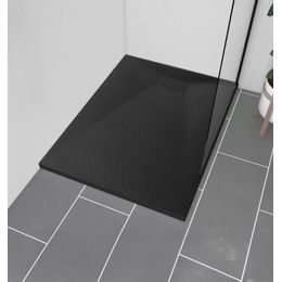 Rechteckduschwanne MARWELL, B:120cm H:5cm T:90cm, grau, Duschwannen, "Schiefer", 120x90 cm