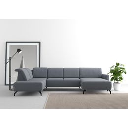 Sit & More Wohnlandschaft SIT & MORE, B:337cm H:84cm T:205cm, blau, Sofas, "Bailando U-Form", wahlweise mit Kopfteilverstellung und Vorziehsitz, motorisch