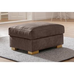 Hocker Home Affaire, B:70cm H:44cm T:70cm, braun, Struktur (100% Polyester);Luxus-Microfaser (90% Polyester, 10% Polyamid);Luxus-Microfaser in