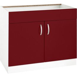 Wiho-K&uuml;chen Sp&uuml;lenschrank WIHO K&Uuml;CHEN, B:100cm H:82cm T:57cm, rot, K&uuml;che, Schr&auml;nke, "Flexi", Breite 100 cm