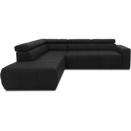 Ecksofa DOMO collection, B:275cm H:80cm T:228cm, schwarz, Luxus-Kunstleder;100% Polyurethan, Wohnzimmer, Sofas, "Brandon L-Form, auch in Leder",