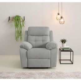 Relaxsessel Home Affaire, B:97cm H:100cm T:92cm, grau, Webstoff 95% Polyester 5% Nylon, Wohnzimmer, Sessel, "Lannilis mit Liegefunktion,