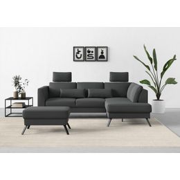 Sit & More Ecksofa SIT & MORE, B:254cm H:88cm T:188cm, grau, Wohnzimmer, Sofas, "Lindholm L-Form", mit Sitztiefenverstellung und Federkern