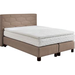 Boxspringbett, B:155cm L:210cm, beige, Westfalia Schlafkomfort, Bezug: 100% Polyester, Komplettbetten, wahlweise mit Topper