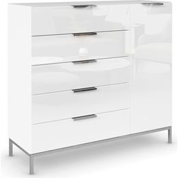 Kombikommode Rauch, B:120cm H:110cm T:42cm, wei&szlig;, Holzwerkstoff, Schlafzimmer, Sideboards, "Kommode T&uuml;rkommode Sideboard Kombikommode FLIPP mit