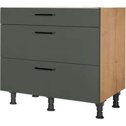 Unterschrank Nobilia, B:90cm H:87cm T:58,3cm, gr&uuml;n, K&uuml;che, Schr&auml;nke, ""Easytouch", vormontiert, mit h&ouml;henverstellbaren Sockelf&uuml;&szlig;en, in den", Breiten
