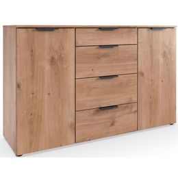 Kombikommode wimex, B:135cm H:84cm T:41cm, braun, Spanplatte, Schlafzimmer, Sideboards, "Level by fresh to go", 2-t&uuml;rig mit 4 Schubladen, soft-close
