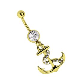 Adelia&acute;s ADELIA ́S Damen Bauchnabelpiercing "Piercing Piercing Bauchnabelpiercing", gold, Chirurgiestahl, Piercings, 316l Stahl Banane 18 kt vergoldet Anker