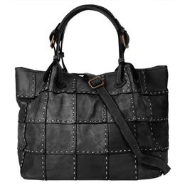 Samantha Look Damen Shopper, schwarz, Leder, leicht gl&auml;nzend, unifarben, Taschen, echt Leder, Made in Italy