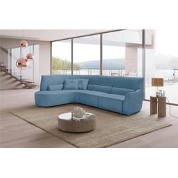 Ecksofa Egoitaliano, B:330cm H:88cm T:205cm, blau, Luxus-Micofaser Lederoptik (100% Polyester) ist ein neues technisches Gewebe mit einem visuellen