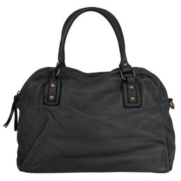 Samantha Look Damen Shopper, grau, Leder, leicht gl&auml;nzend, unifarben, Taschen, echt Leder, Made in Italy