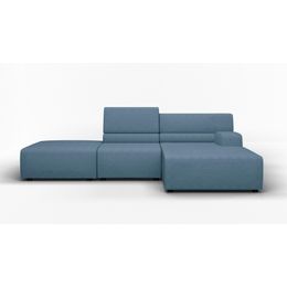 Ecksofa Egoitaliano, B:287cm H:80cm T:98cm, blau, Luxus-Micofaser Lederoptik (100% Polyester) ist ein neues technisches Gewebe mit einem visuellen