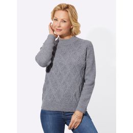 Classic Basics Damen Strickpullover "Pullover", grau, Gr. 44, meliert, 75% Polyacryl, 19% Polyamid, 6% Polyester, Pullover
