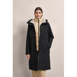 Bugatti Damen Kurzmantel, schwarz, Gr. 44, unifarben, 100% Polyester, M&auml;ntel, mit Westenfake