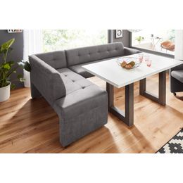 Eckbank, B:157cm H:82cm T:245cm, grau, exxpo - SOFA FASHION, Microfaser (Zusammensetzung: 100% Polyester);Lederfaserstoff (Grundgewebe 41%