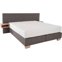 Boxspringbett Alina, B:287cm L:213cm, grau, Microfaser GDU (100% Polyester), Jugendzimmer, Komplettbetten, "Daria", integrierte Nachttische und