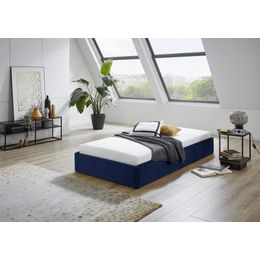 Polsterbett, B:105cm L:205cm, blau, Westfalia Schlafkomfort, Bezug: Glanzvelours 100% Polyester, Polsterung: Polsterwatte 100% Polyester, Gestell: