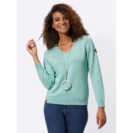 Casual Looks Damen V-Ausschnitt-Pullover "Pullover", gr&uuml;n, Gr. 52, meliert, 50% Baumwolle, 50% Polyacryl, Pullover