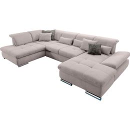 Wohnlandschaft, B:365cm H:80cm T:225cm, grau, SET ONE BY Musterring, Sofas, "SO 4100 komfortable Federkernunterfederung, inkl. Kopfteilverstellung",