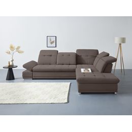 Ecksofa COTTA, B:310cm H:86cm T:265cm, grau, 90% Polyester, 10% Polyamid, Wohnzimmer, Sofas, "Holiday L-Form mit Sitztiefen-, Armteil- und