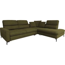 Ecksofa Alina, B:286cm H:127cm T:228cm, gr&uuml;n, Struktur fein TCM (100% Polyester), Wohnzimmer, Sofas, "Louis", Breite 286 cm, R&uuml;ckenlehnenverstellung,