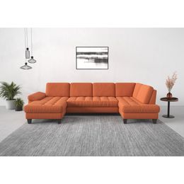 Sit & More Wohnlandschaft SIT & MORE, B:338cm H:88cm T:172cm, orange, 90% Polyester 10%Polyamid, Sofas, "Westham U-Form", wahlweise mit Bettfunktion,