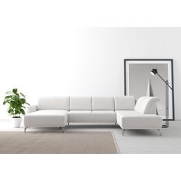 Sit & More Wohnlandschaft SIT & MORE, B:337cm H:84cm T:205cm, silber, Sofas, "Bailando U-Form", wahlweise mit Kopfteilverstellung und Vorziehsitz, motorisch