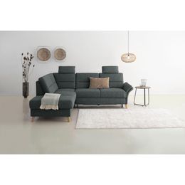 Ecksofa Home Affaire, B:238cm H:90cm T:213cm, blau, 100% Polyester, Wohnzimmer, Sofas, "Westerland L-Form", Federkern-Polsterung, wahlweise mit