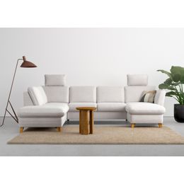 Wohnlandschaft Home Affaire, B:307cm H:86cm T:213cm, silber, 95% Polyester, 5% Polyamid, Sofas, "Trelleborg U-Form", wahlweise mit Bettfunktion und