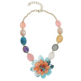 Damen Kette mit Anh&auml;nger "Floralis", bunt, Basic, Collezione Alessandro, Acryl, Halsketten, Statement Blumen Schmuck