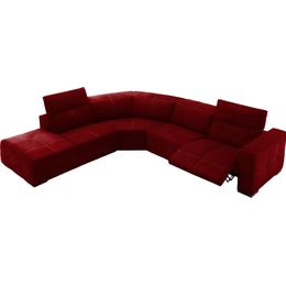 Ecksofa Egoitaliano, B:300cm H:100cm T:274cm, rot, Leder &raquo;BULL&laquo; (echtes Rindsleder). Geschliffenes, pigmentiertes und behandeltes Rindsleder mit