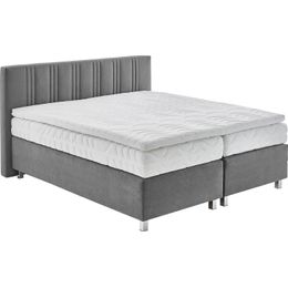 Boxspringbett, B:195cm L:210cm, grau, Westfalia Schlafkomfort, Bezug: 100% Polyester;Polsterung: 100% Polyester, Komplettbetten, wahlweise mit