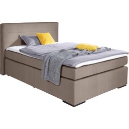 Boxspringbett Alina, B:153cm L:214cm, braun, Struktur fein XBO (100% Polyester), Jugendzimmer, Komplettbetten, "Nikki", inklusive Matratze und