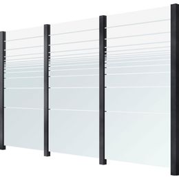 STAKET PRO Zaun, Pfosten: 4 Stk., grau, Garten, Zaunelemente, Glaszaun, Gesamtl&auml;nge: 3,361 m, 4 Pfosten
