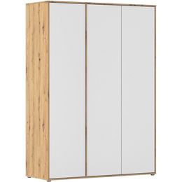 Dreht&uuml;renschrank Rauch, B:140cm H:194cm T:53cm, wei&szlig;, Holzwerkstoff, Schr&auml;nke, "Kleiderschrank Schrank Garderobe W&auml;scheschrank NABILA viel Stauraum",