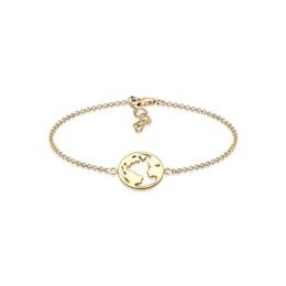 Elli Damen Armband "Weltkugel Globus Reise Travel Cut Out 925er Silber", 16cm, ohne Stein, Silber 925 (Sterlingsilber), gold, Silber 925