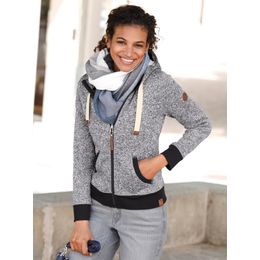 Casual Looks Damen Strickfleecejacke, grau, Gr. 42, meliert, 100% Polyester, Kapuzenfutter:100% Polyester, Jacken