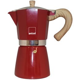 GNALI & ZANI Espressokocher "Venezia", 6, rot, Kaffeemaschinen, Aluminium mit Softtouch-Griff in Holzoptik, Induktion