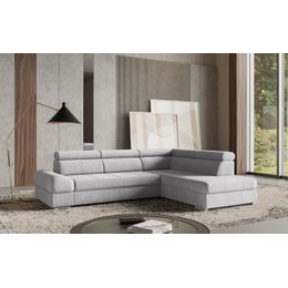 Sit & More Ecksofa SIT & MORE, B:270cm H:79cm T:213cm, silber, 90% Polyester, 10% Polyamid, Wohnzimmer, Sofas, "Broadway L-Form", mit verstellbaren Kopfteilen,