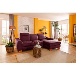 Ecksofa Home Affaire, B:264cm H:86cm T:170cm, rot, Luxus-Microfaser Florence (100% Polyester);Struktur fein (100% Polyester);Luxus-Microfaser