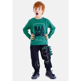 DENOKIDS Jungen Hausanzug "Dino Spikes", Gr. 92, gr&uuml;n, 92% Baumwolle, 8% Elasthan, bedruckt, Basic, Homewear-Sets, mit s&uuml;&szlig;em Dinosaurier-Print