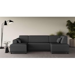 Wohnlandschaft Home Affaire, B:296cm H:80cm T:162cm, grau, 100% Polyester, Sofas, "TAMMO", U-Form