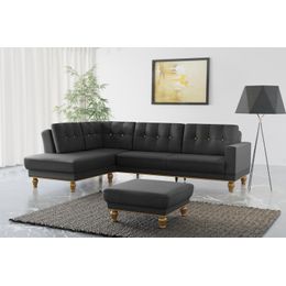 Sit & More Ecksofa SIT & MORE, B:298cm H:90cm T:198cm, schwarz, 100% Polyester, Wohnzimmer, Sofas, "Orient 5 L-Form", mit Strass-Stein, wahlweise mit